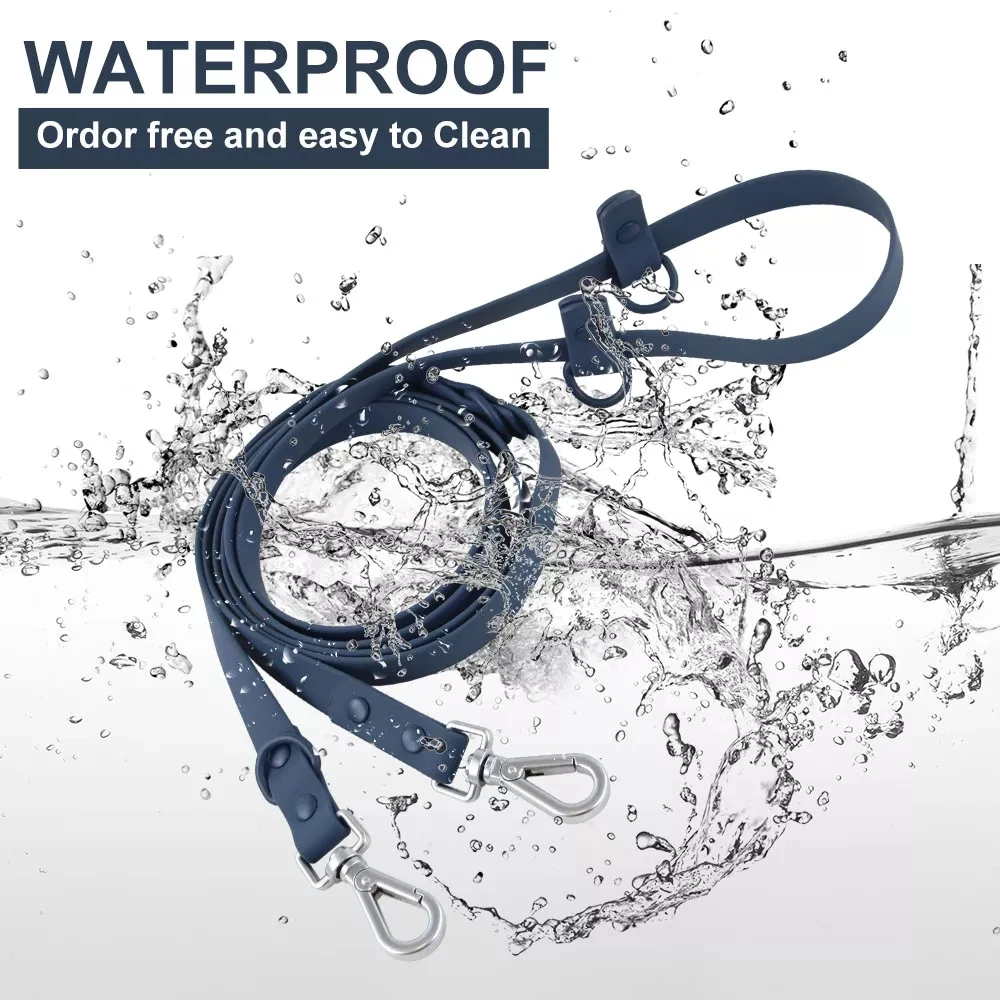 Waterproof PVC Long Dog Training Double Lead Leash Customize Slip Hands ...