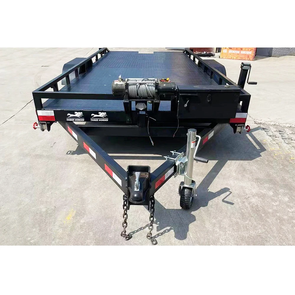 Car hydraulic 3 tonne trailer low bed tilt trailer tandem car trailer ...