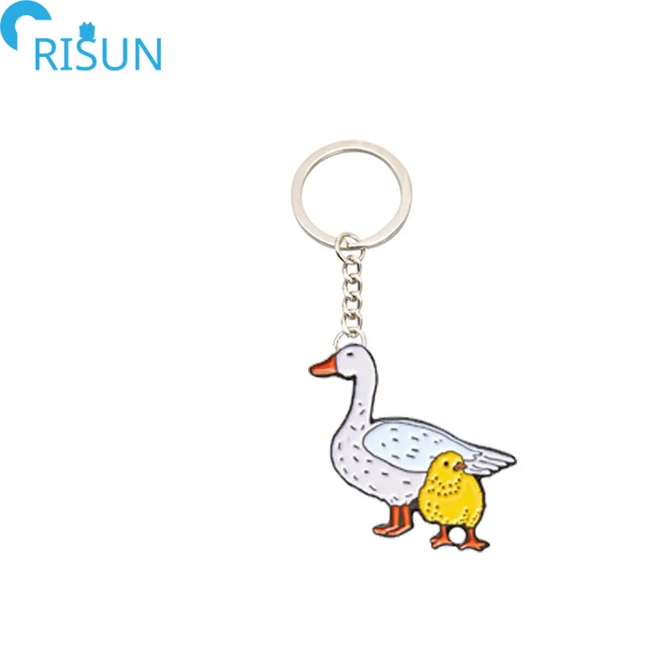 Wholesale Cute Animal Cartoon Duck With Knife Enamel Keychain Custom ...