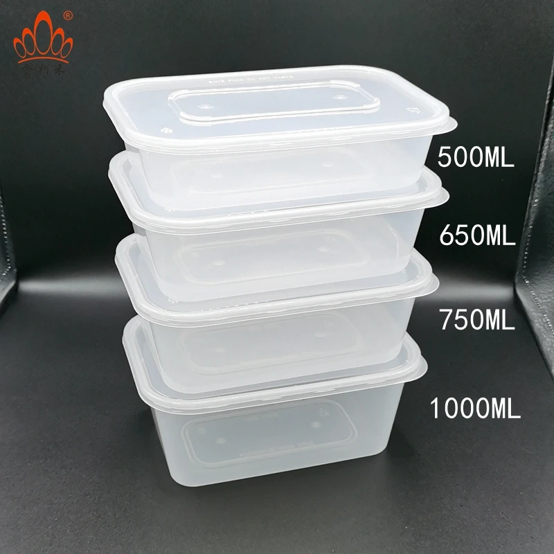 650ml Disposable Plastic Lunch Boxes Rectangular Microwave Safe With Transparent Lid For ...