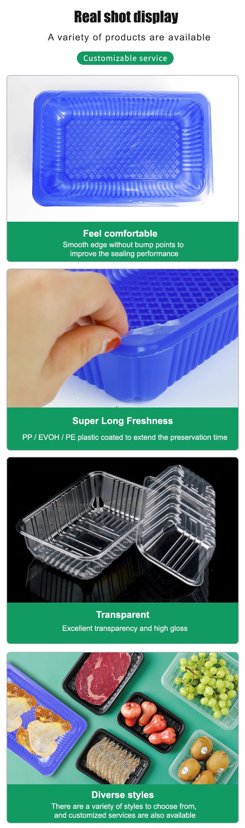 Custom PET Disposable Plastic Meat Food Preservation Tray PP Tray for ...