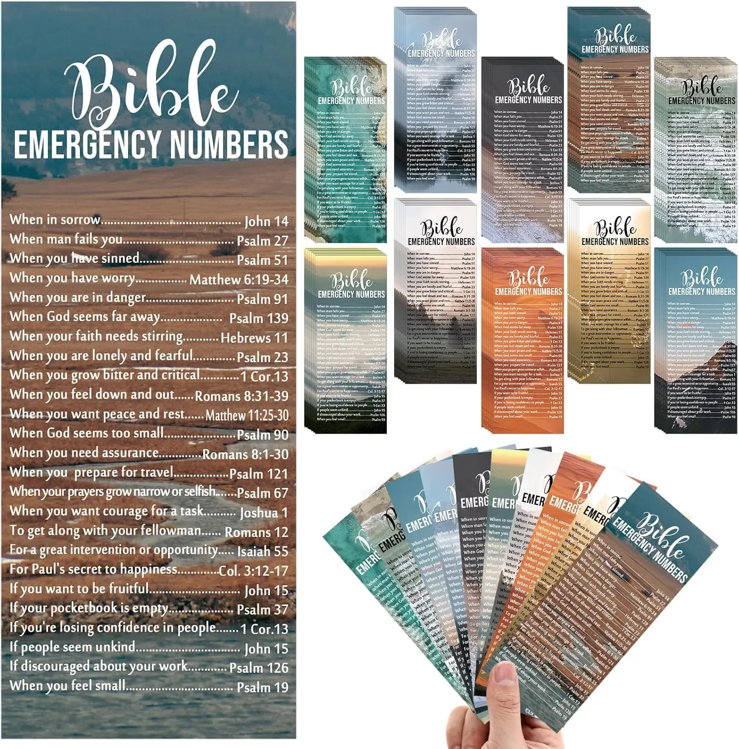 Christian Emergency Numbers Bookmarks Bible Verse Gifts Bulk Religious ...