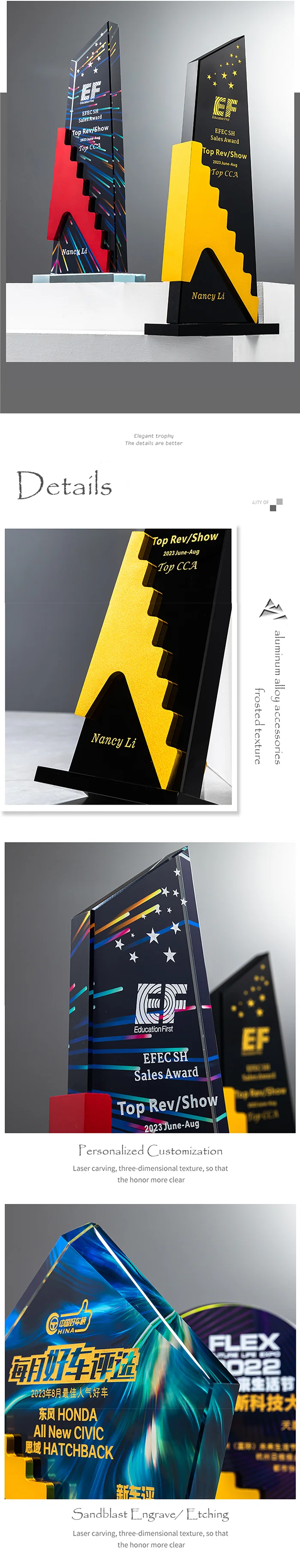 Jadevertu K9 Crystal Ladder Trophy - Customizable Awards