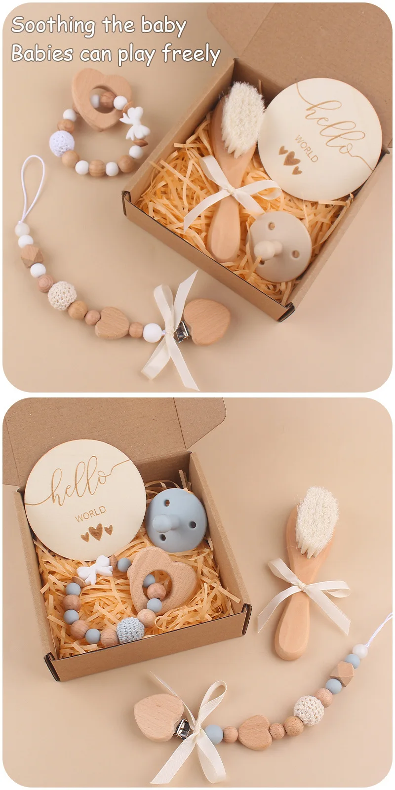 BPA Free Crochet Baby Teether Doll Beech Wood Newborn Teether Ring ...