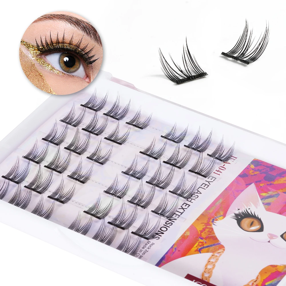 Custom Volume Silk Eyelash Extension Self-Adhesive Lashes No Glue ...