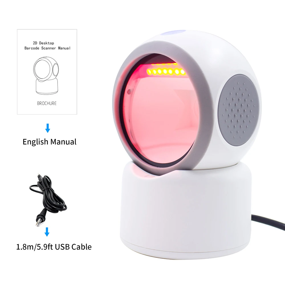 1D 2D Desktop Barcode Scanner Omnidirectional Hands-Free Barcode Reader ...