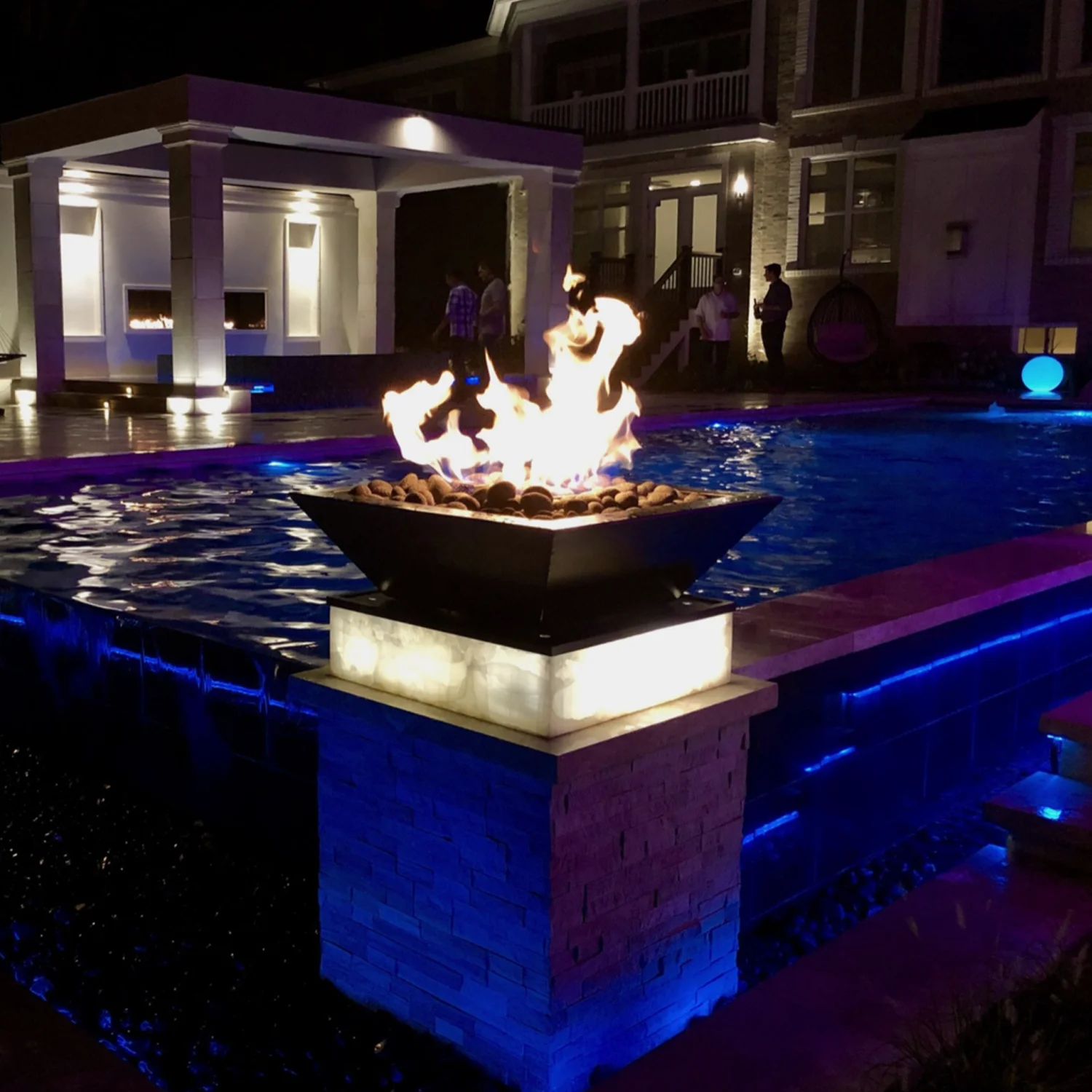 Modern Corten Steel Natural Gas Fire Pit Water Feature Outdoor Custom ...