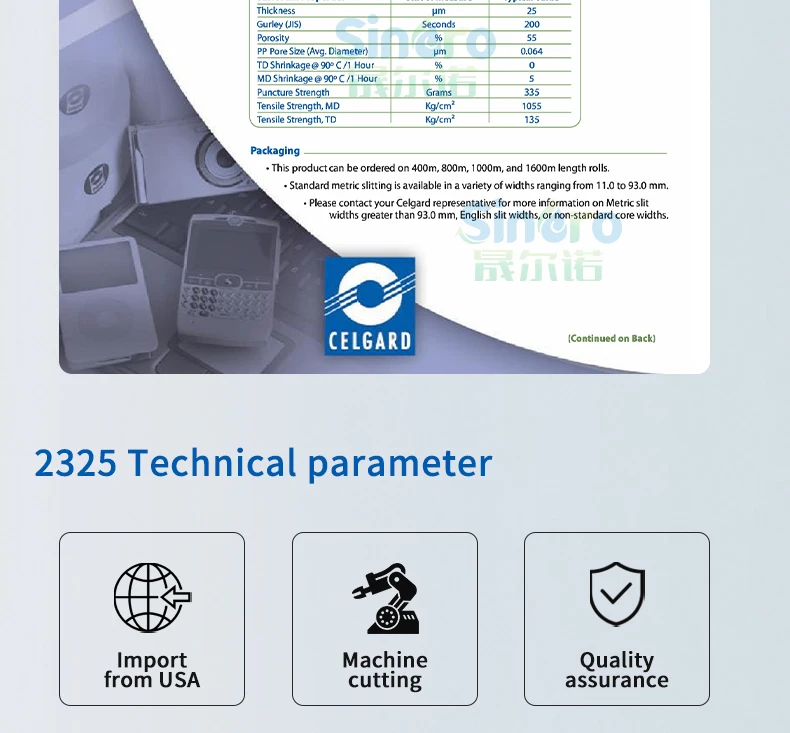 Celgard 2400/2500/2325 Pp Battery Separator Lithium Membrane Acid And ...