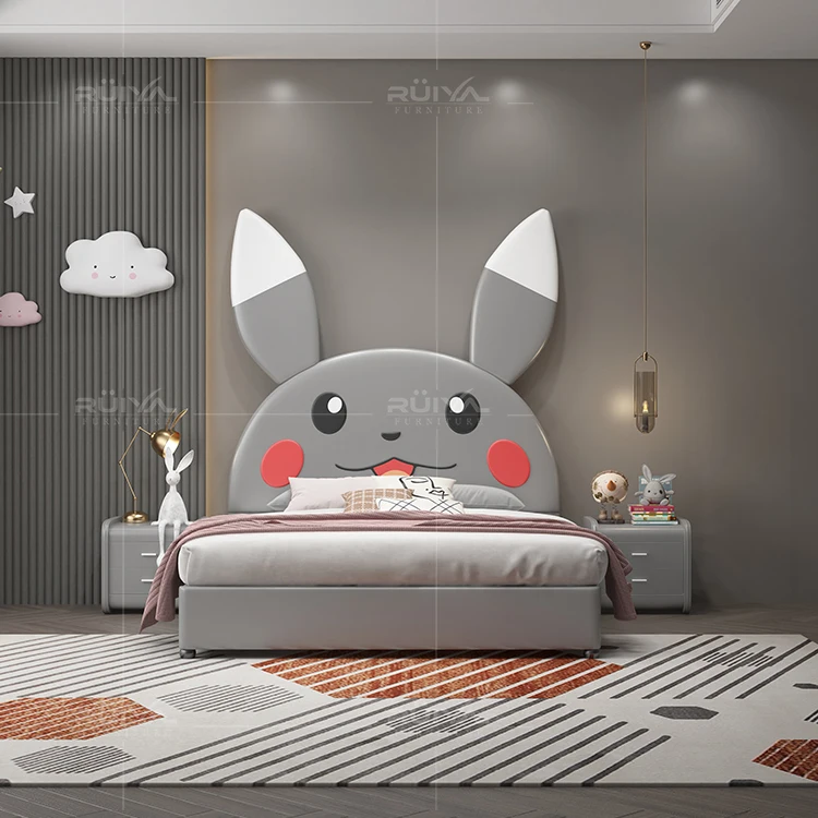 Luxury Bedroom Furniture - Kids Double Beds with Pikachu Cartoon