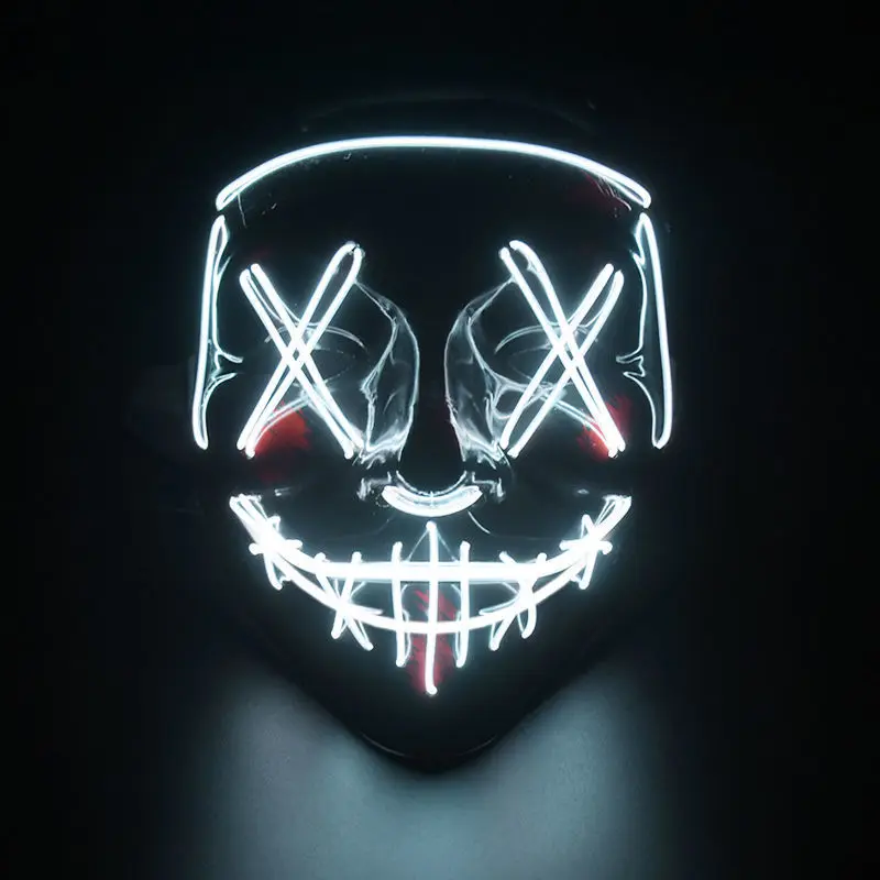 Hot Sale Halloween Mask Led Glowing Face Mask Multicolor V Word With ...