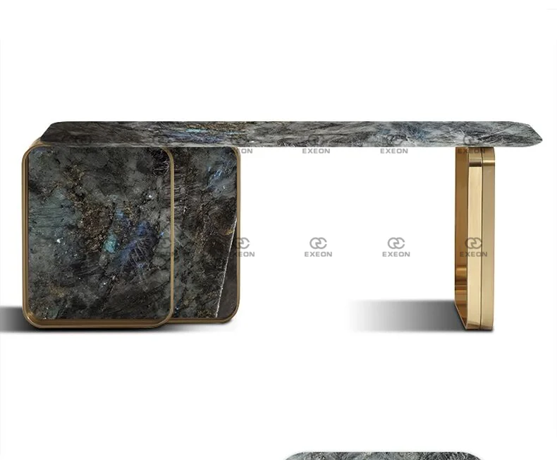 Luxury Modern Italian Gold Console Table with Marble Top