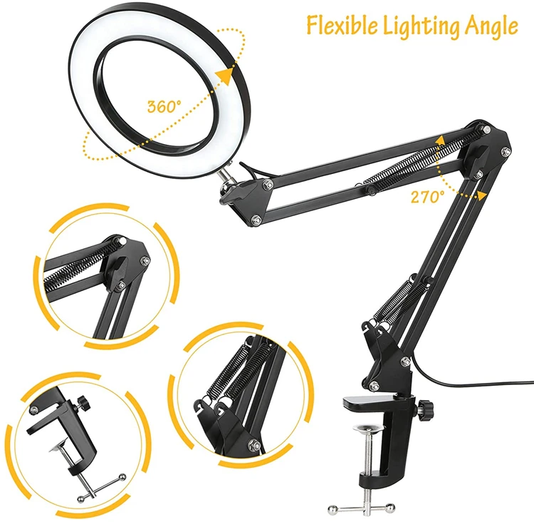 Economic Folding Led Desk Lamp Metal Swing Arm 3 Lighting Modes Dimming ...