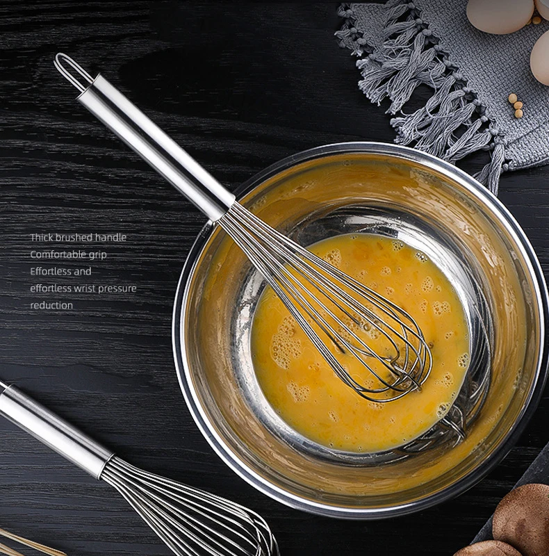 Stainless Steel Whisk Set Kitchen Egg Whisk Wire Wisks For Cooking Blending Whisking Beating ...