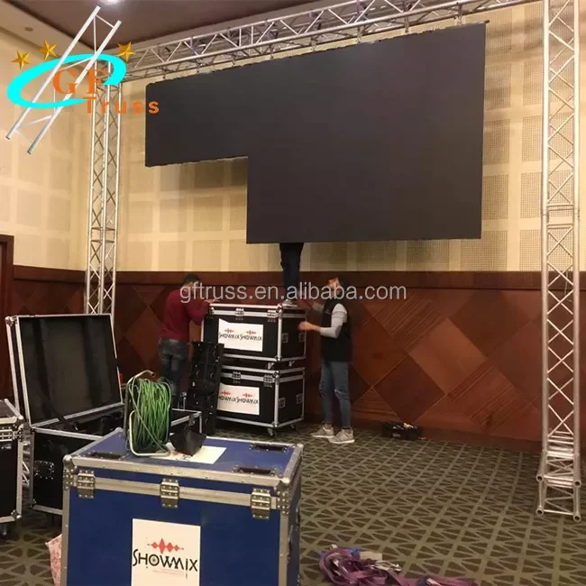 Sliding LED Screen Truss Stand - Black Aluminum Support for Flexible ...
