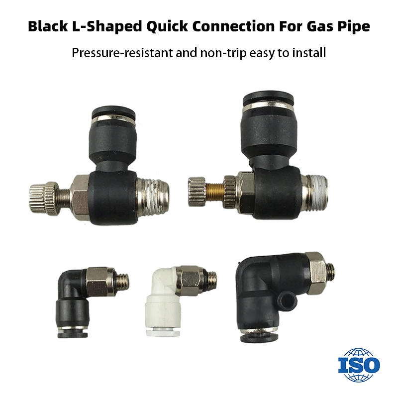 Pneumatic Connector L-Type Black Tracheal Plastic Joint