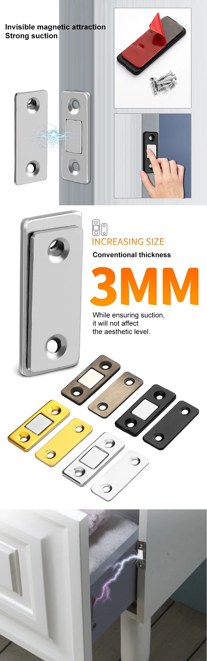 Sliding Door Invisible Magnet Door Catches & Closers Furniture Hardware ...