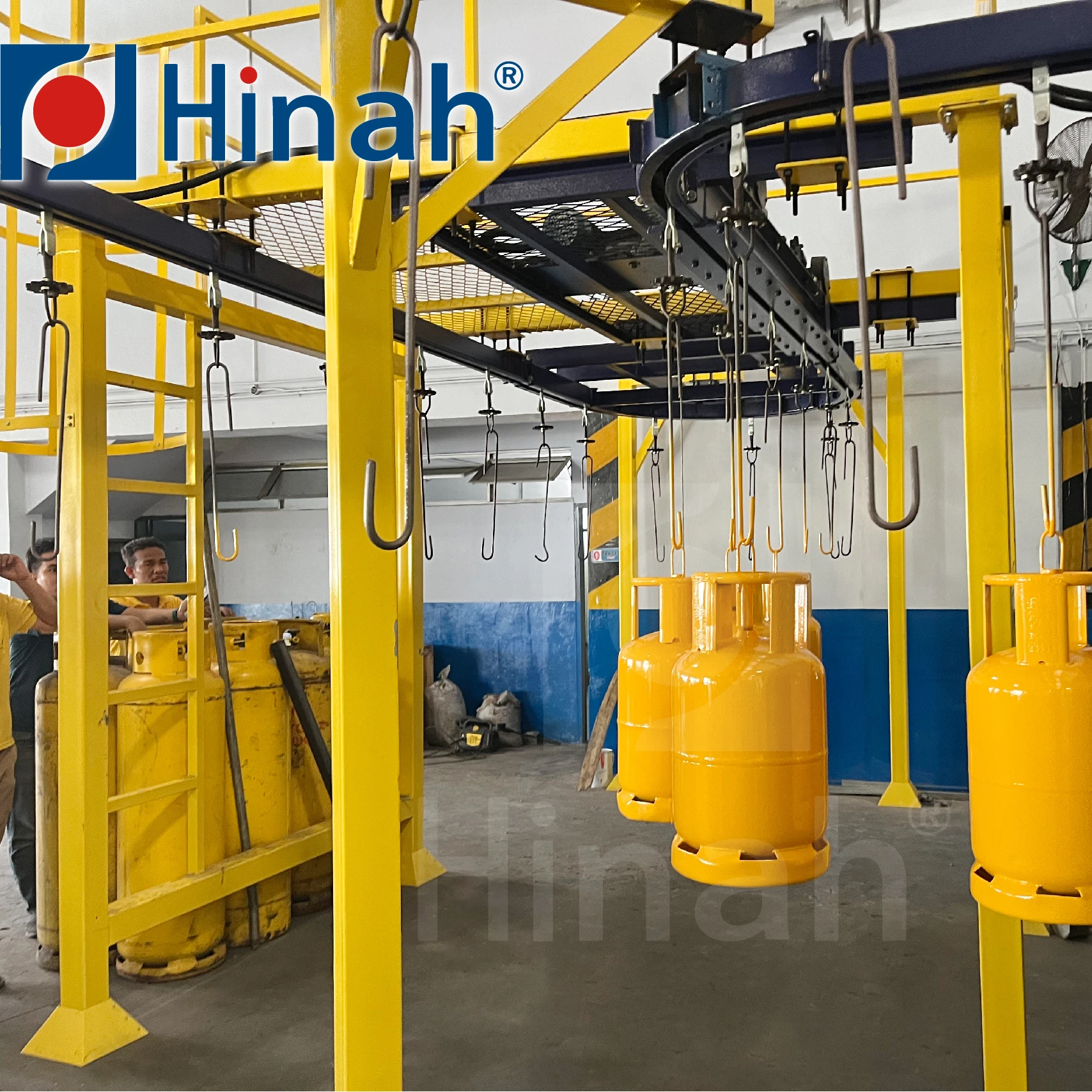 Automatic Electrostatic Spray Booths / Powder Coating Line For Lpg Gas ...