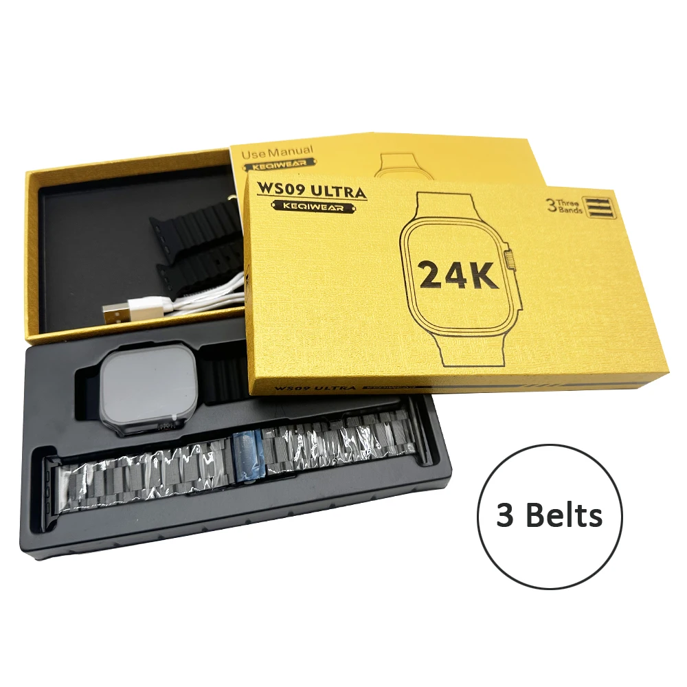 Ws09 G9 Ultra Max 24k Gold 3 Bands Straps Smart Watch Bt Call Relogio ...