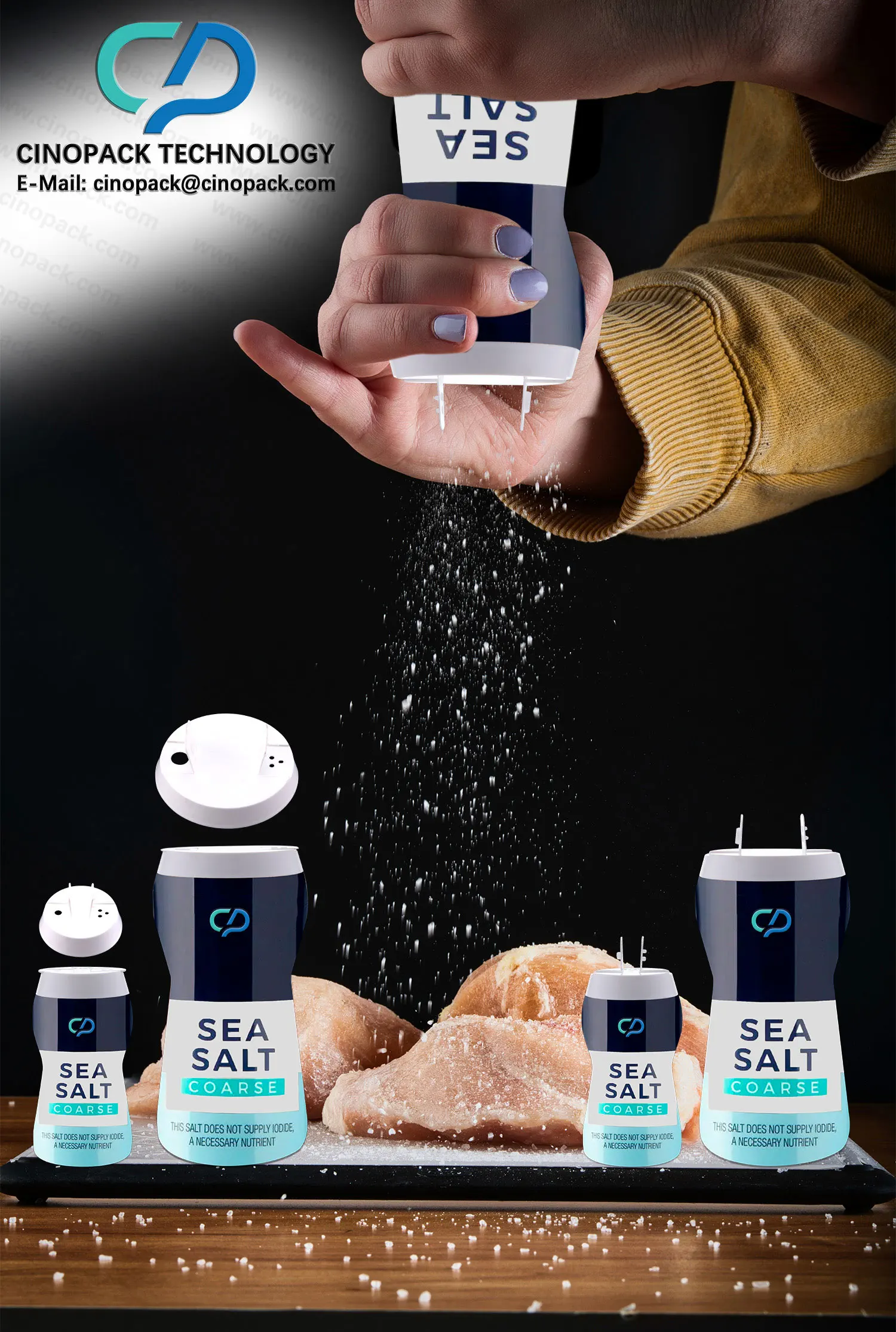 500grams 17.6Oz LOGO Customized Plastic Salt Shaker Bottle Salt ...