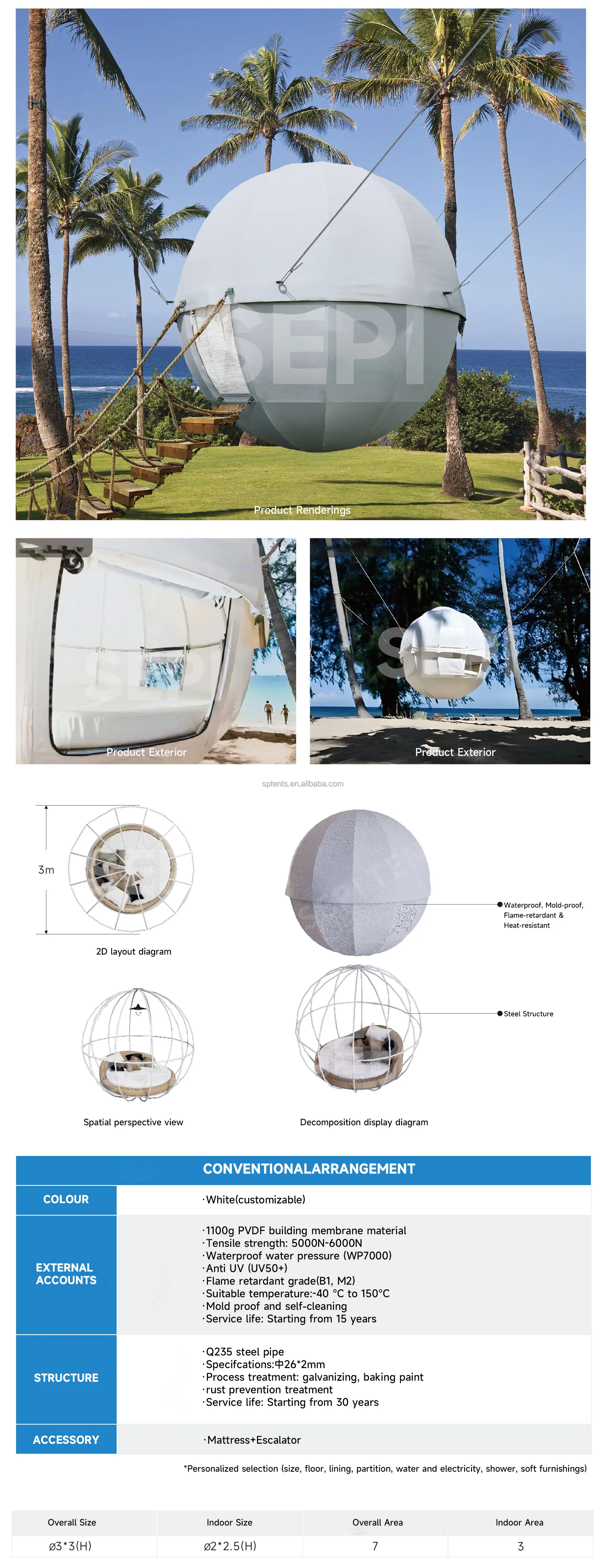 Hot Sale 2024 Tree Hanging Tent - Outdoor Dome Camping Tent, UV ...