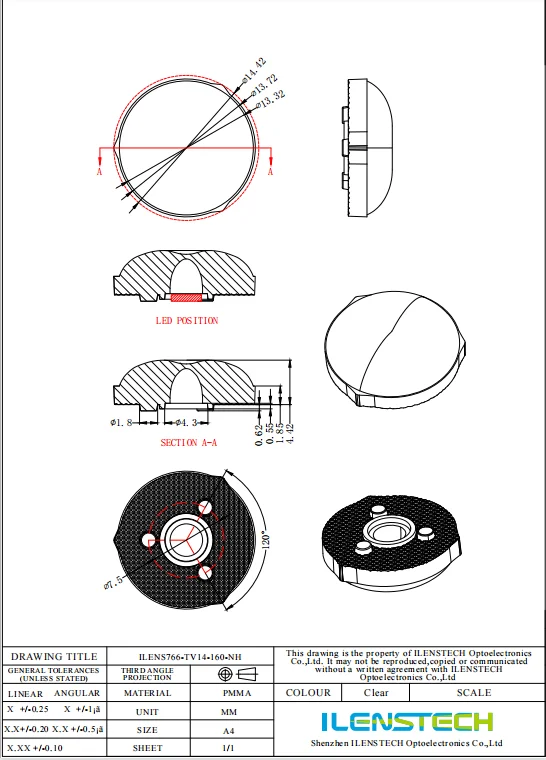 2835 TV Lens 3030 Led Backlight Lens Acrylic 14mm Difussion Lenses ...