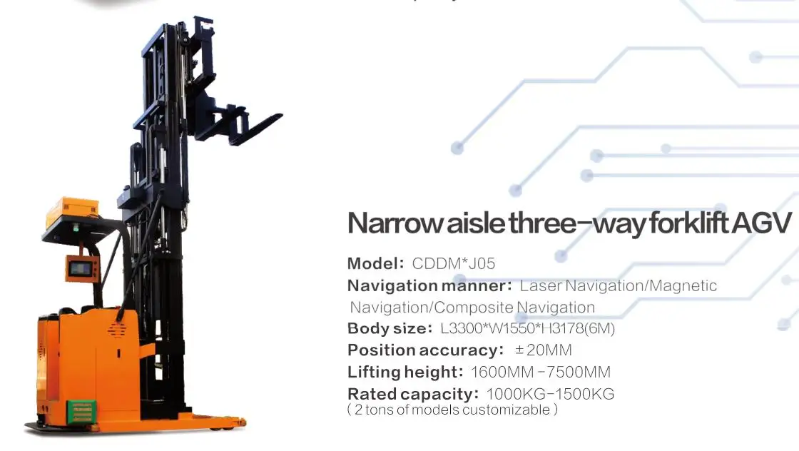 AGV Automatic Robotic VNA Forklift 3 Way Forklift Navigation New Style ...