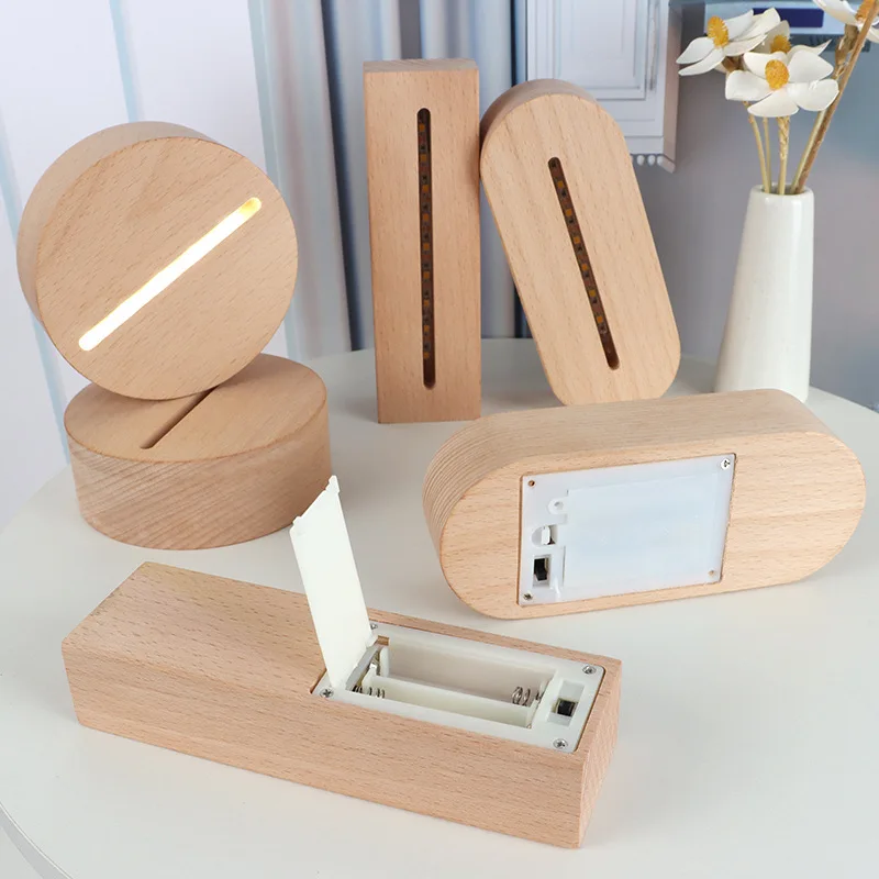 Led Light Diy Night Light Base Eco-friendly Usb Acrylic Solid Wood For ...