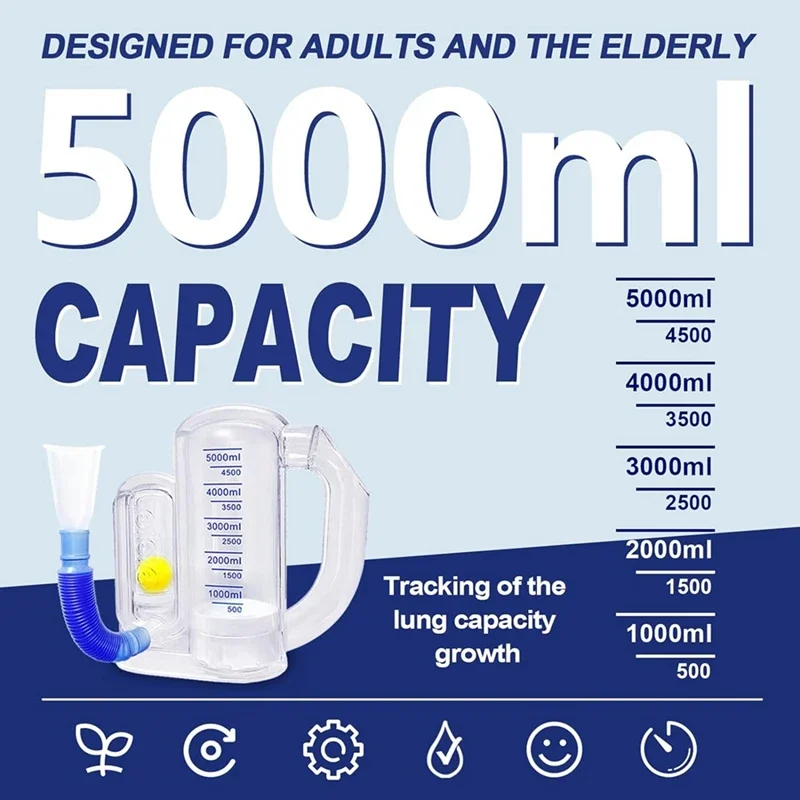 5000ml Portable Spirometer Breathing Trainer for Lung Rehabilitation ...