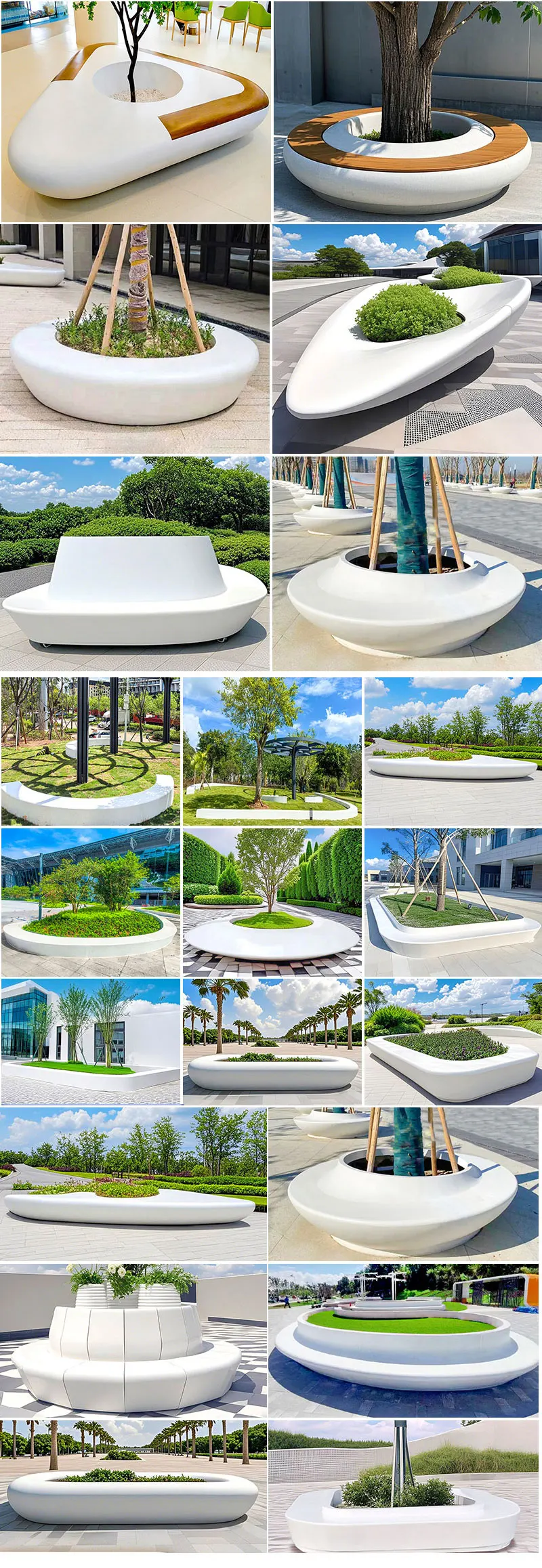 G013 Reinforced Concrete GRC Big Tree Planter Bench - Durable Outdoor ...