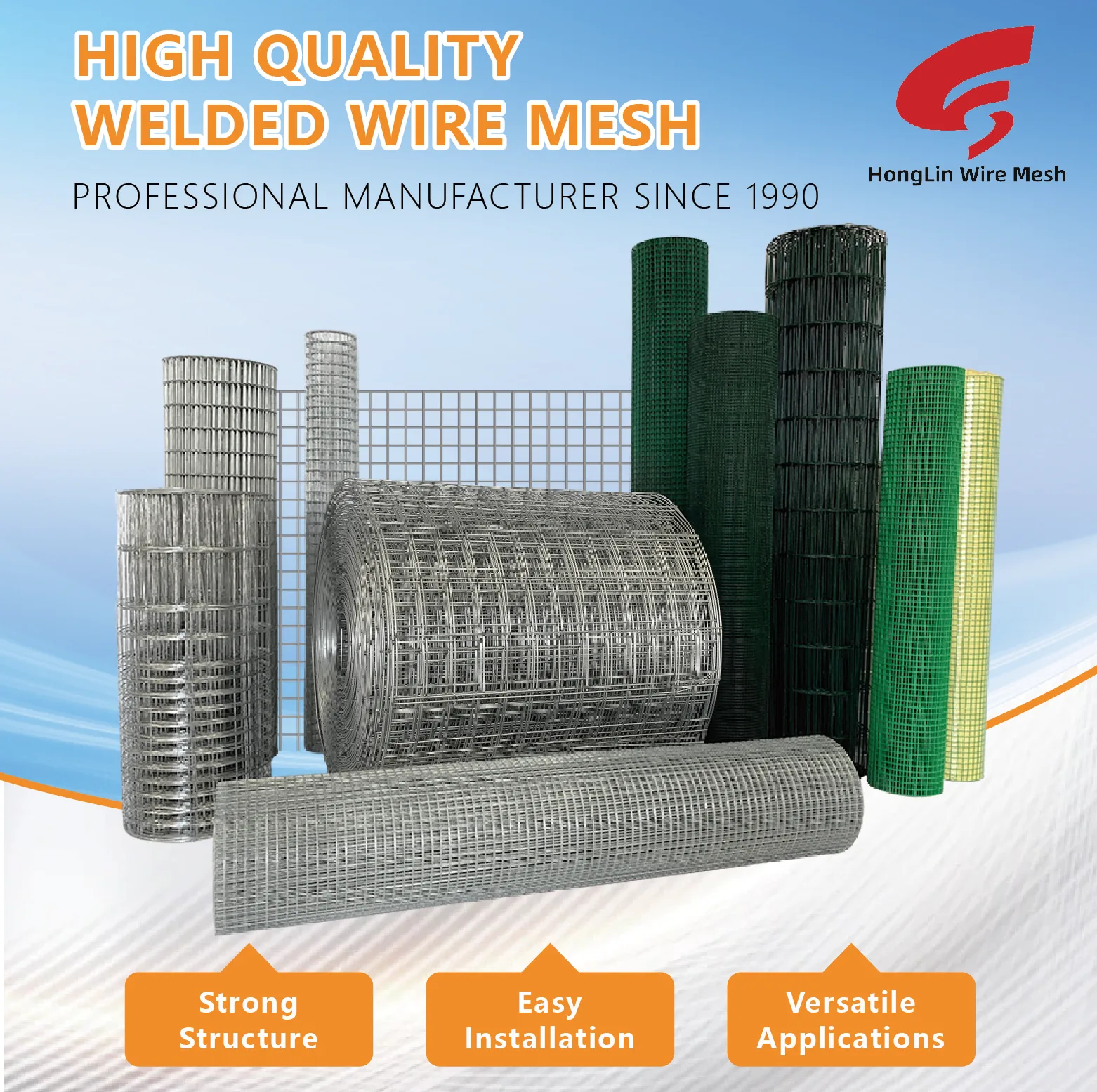 Galvanized Welded Wire Mesh Rolls for Construction - PVC Coated ...