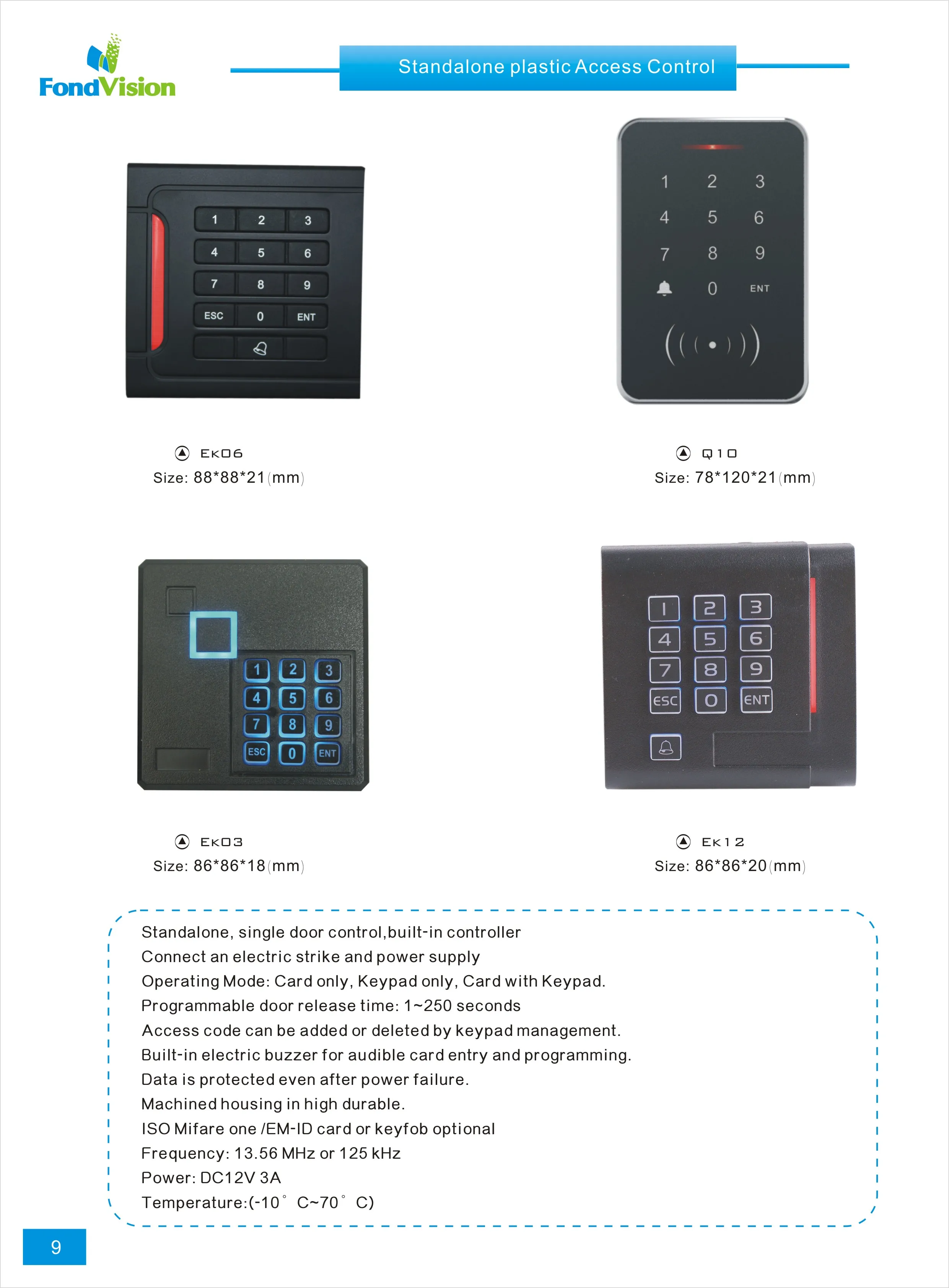 Standalone Access Controller System IP65 Waterproof Keypad Door Entry ...