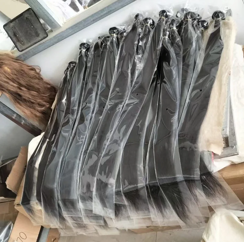 Foxen Raw Human Hair Bundles With Closure Set Hand Tied Weft Human Hair ...