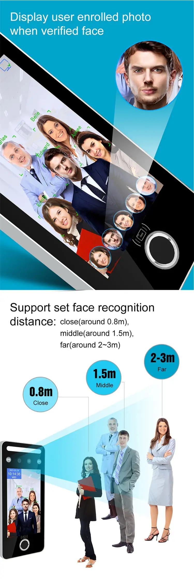 AI07 3D Visible Face Recognition Terminal for Access Control