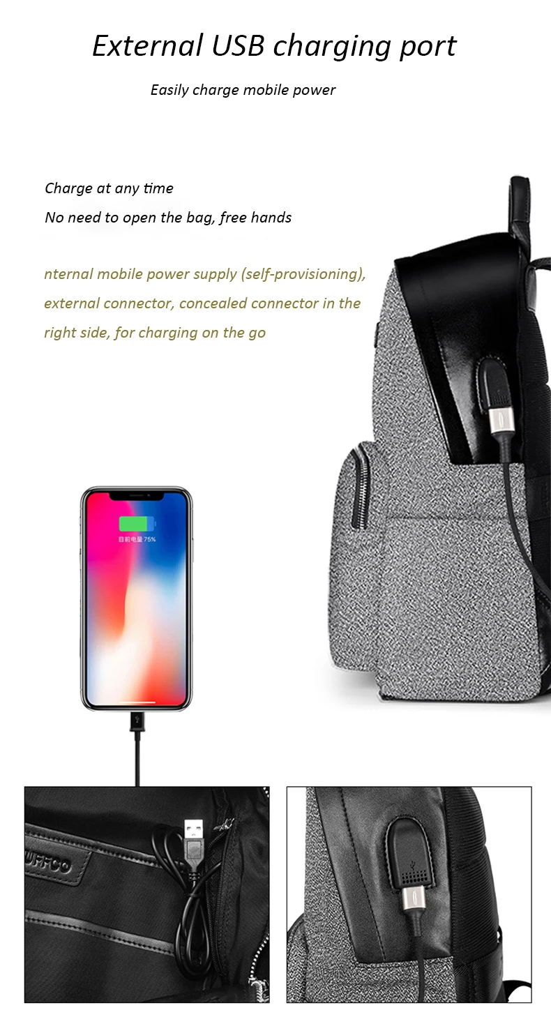 Customizable Anti-theft Unisex Business Smart Backpack With Fingerprint ...