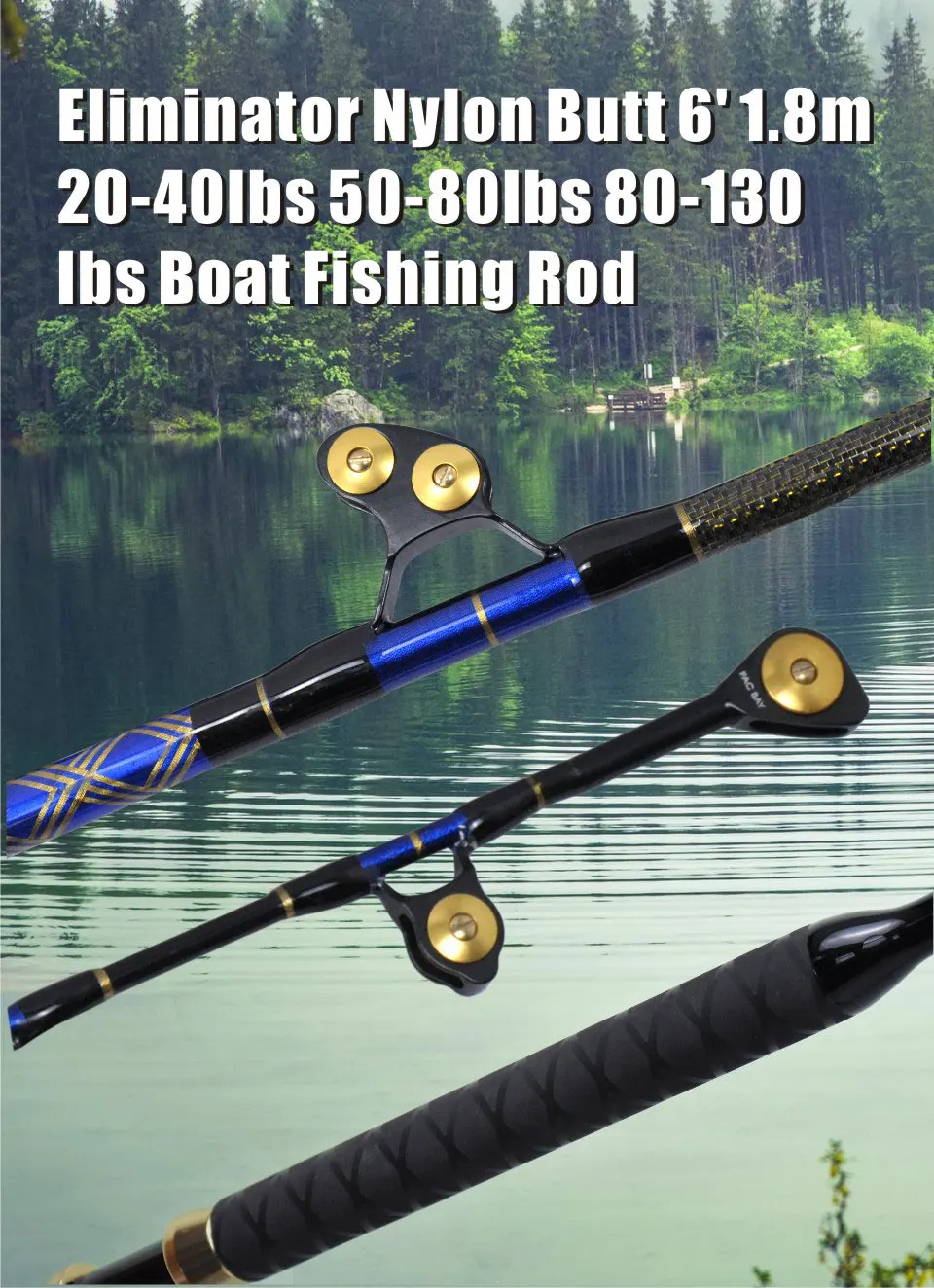 6ft Marine Sea Tuna Shark Boat Rods - Heavy Duty & Reliable