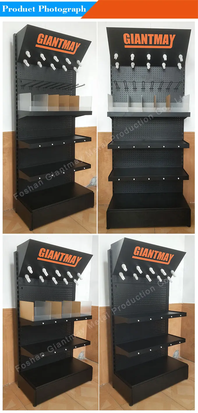 Metal Pegboard Led Lamps Accessories Exhibition Display Stand Retail ...