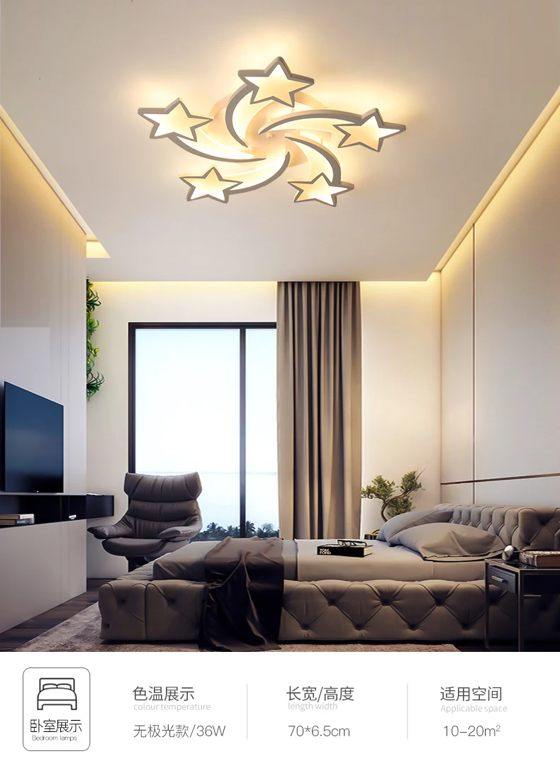 Design White Shooting Star Living Room Study Ceiling Light Warm Multi ...