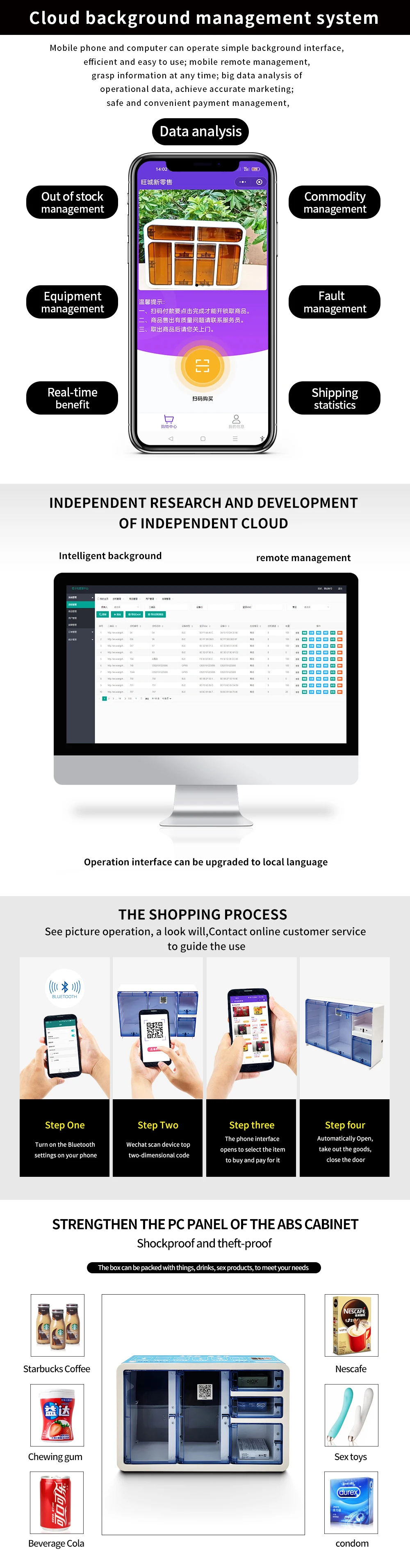 Shared Hotel Box Grid Mini Unmanned Vending Machine 5 Grid