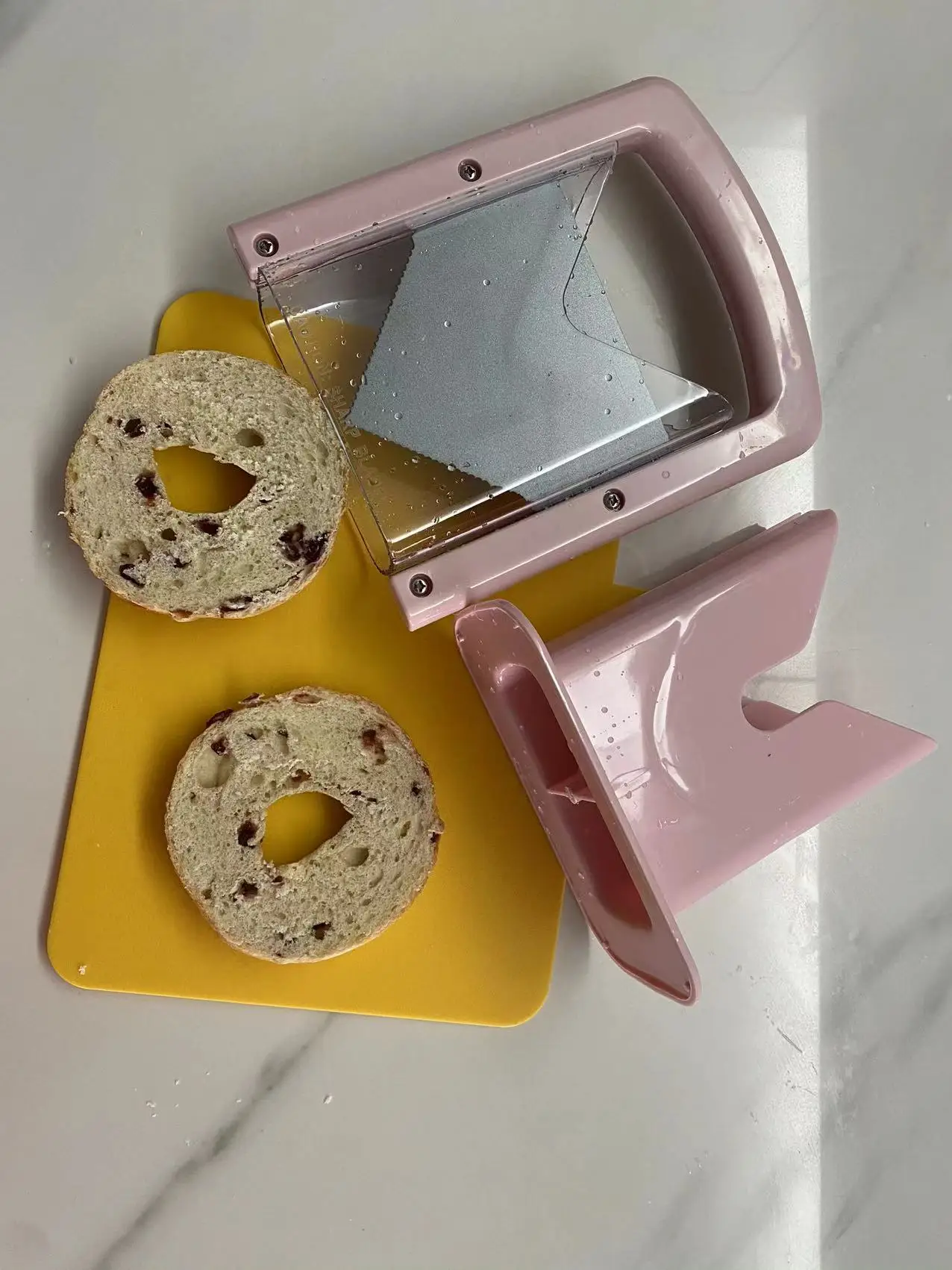 Efficient Bagel Cutting with Stainless Steel Guillotine