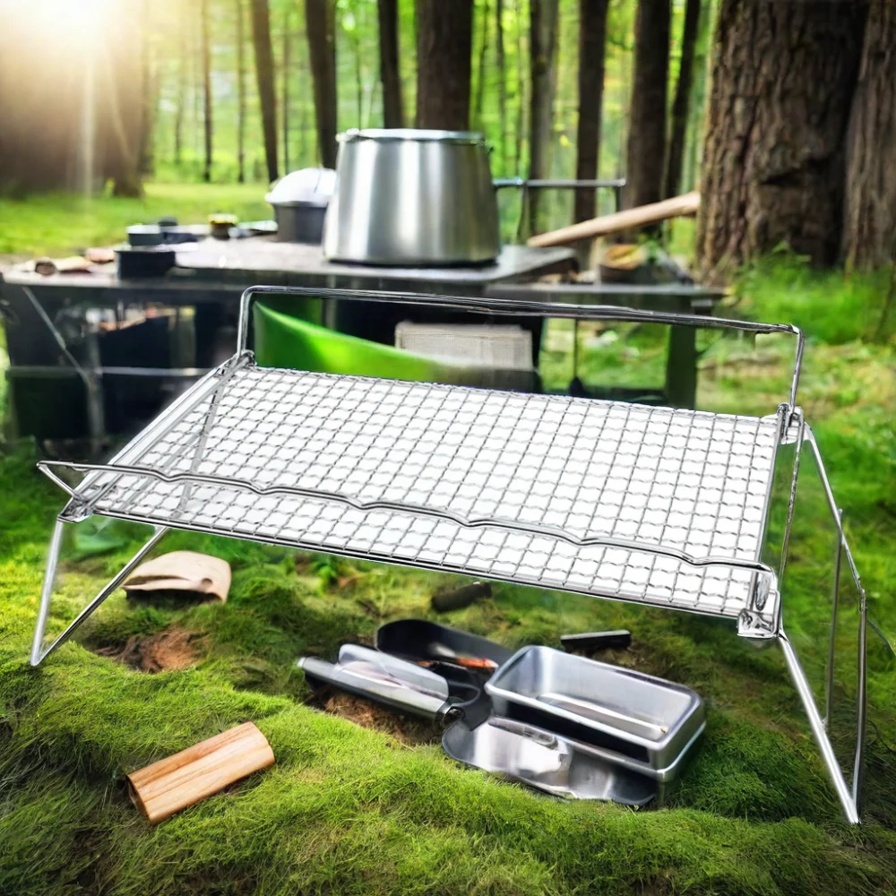 Stainless Steel Outdoor Camping Bbq Grills Folding Mini Portable Charcoal Grill Small Quantity ...