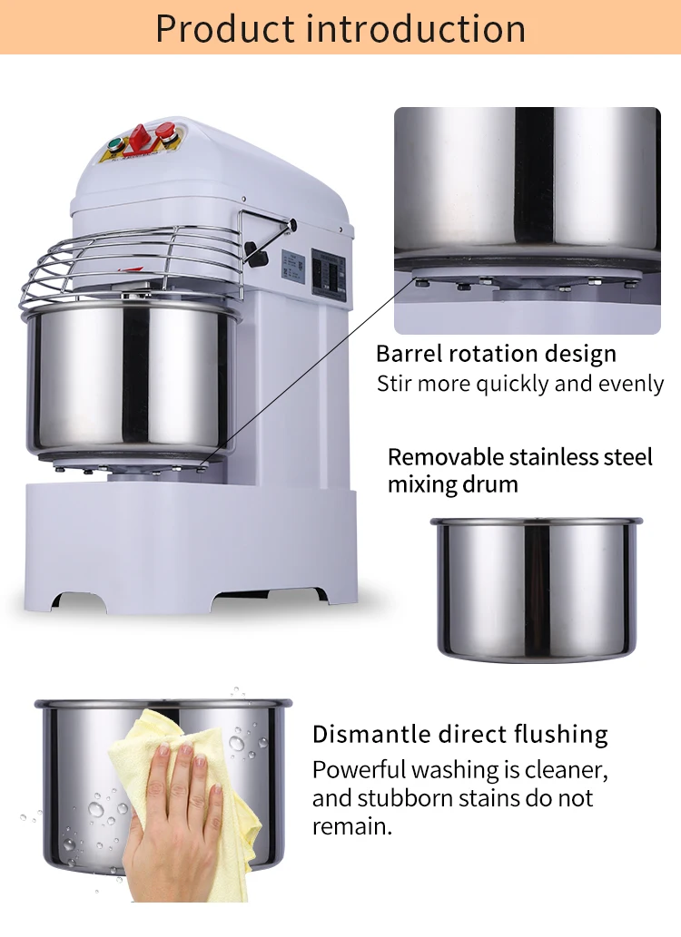 Stainless Steel Spiral Dough Mixer Industrial Dough Mixer 20 Liter ...