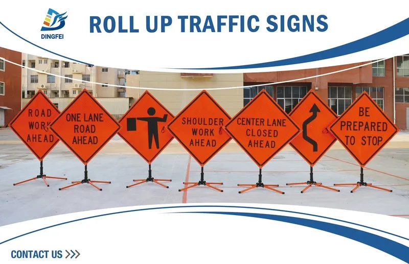 Reflective 48'' 36" Construction Traffic Sign Road Work Roll Up ...