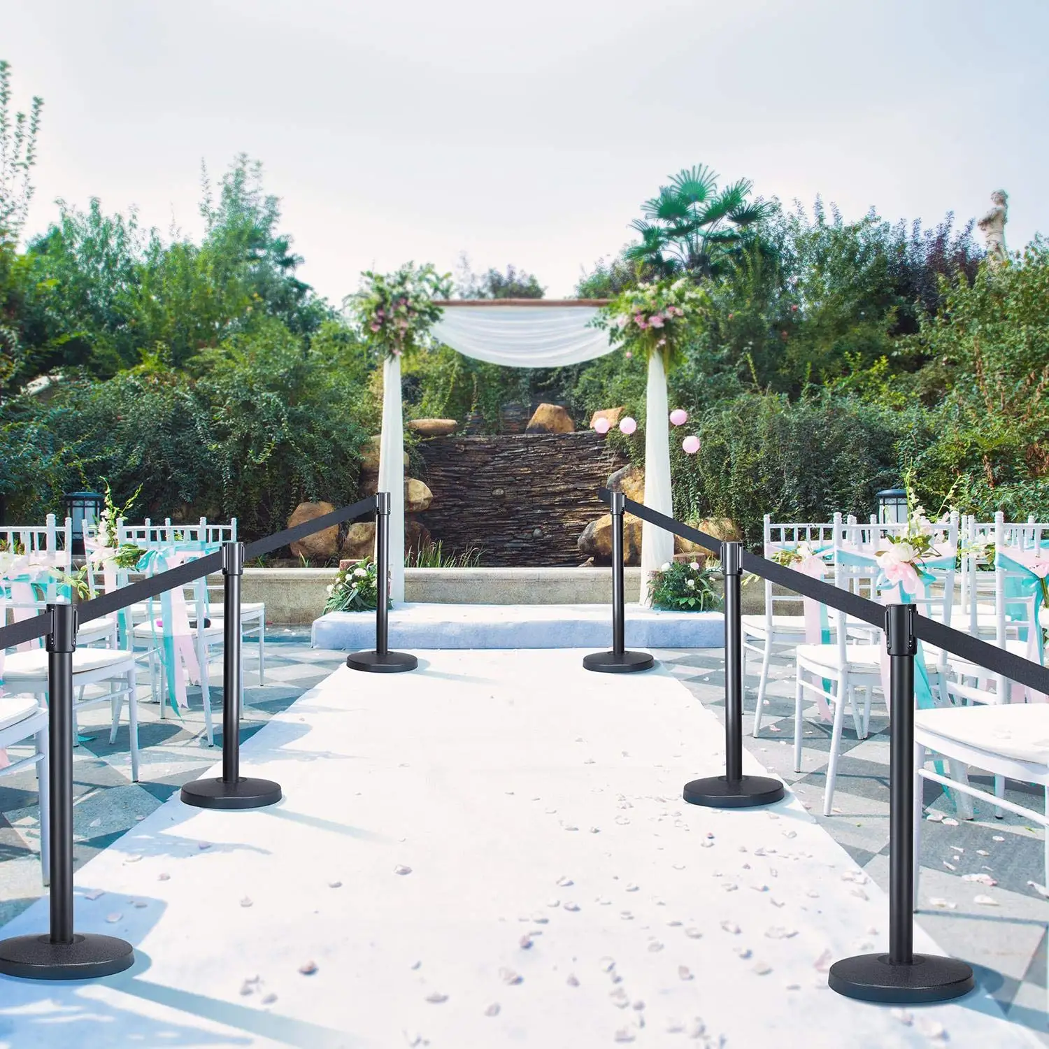 Stainless Steel Concrete Base Retractable Queue Stanchion Barrier ...