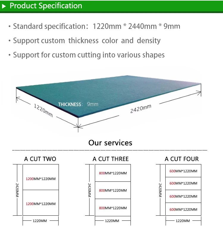 1220*2440*9/12mm Studio Polyester Fabric PET Acoustic Panels