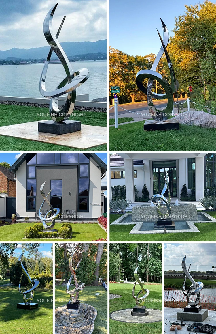 Modern Design Mirror Metal Art Stainless Steel Garden Abstract ...