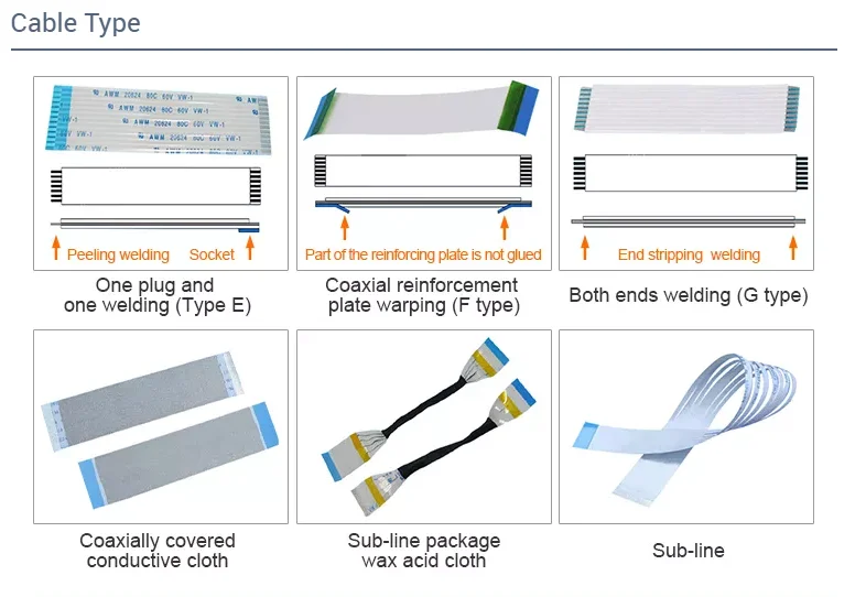 Custom Fpc Ffc Connector Cable 0.5mm 1.0mm 10pin 12pin 20pin A/b-type Flexible Flat Cable ...