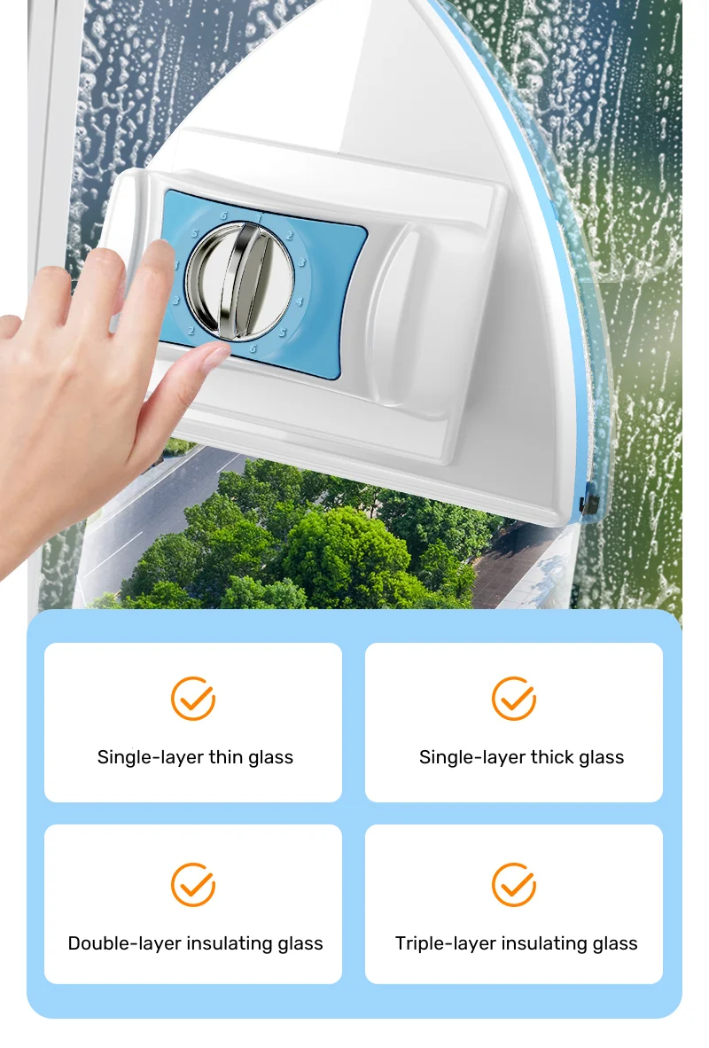 Ming Ya Magnetic Window Cleaner - Adjustable Two-Faced Squeegee for ...
