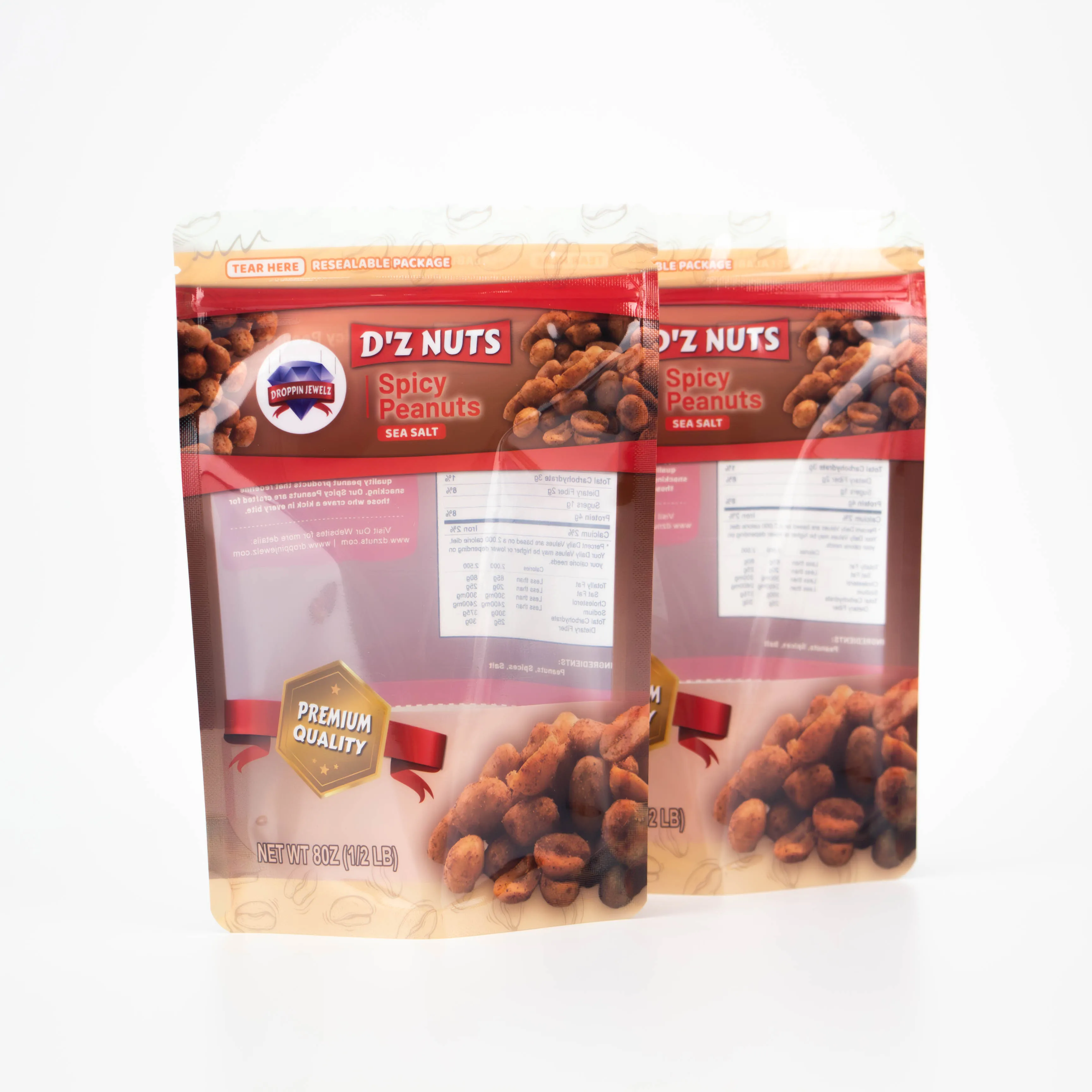 Custom Printed Spicy Peanuts Snack Packaging Bag Nuts Stand Up Zipper ...