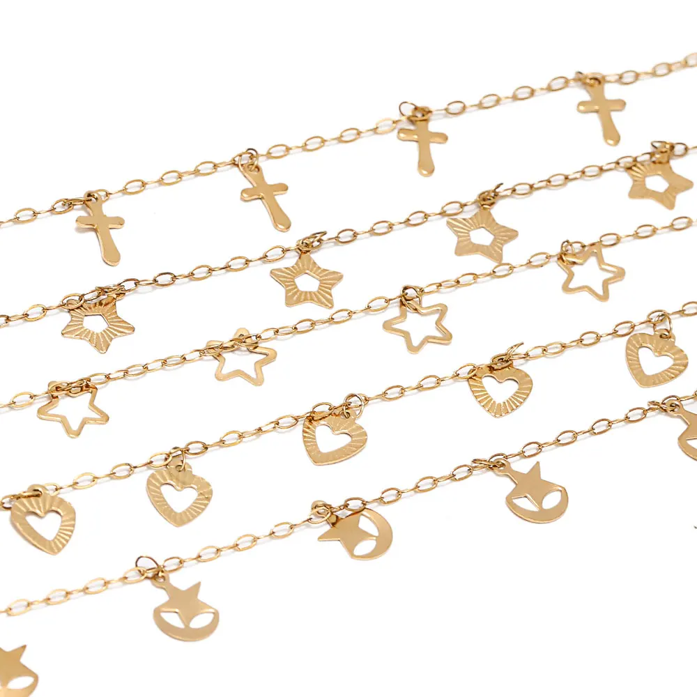 1 Meter Moon Cross Handmade Chains for DIY Jewelry Making Necklace ...