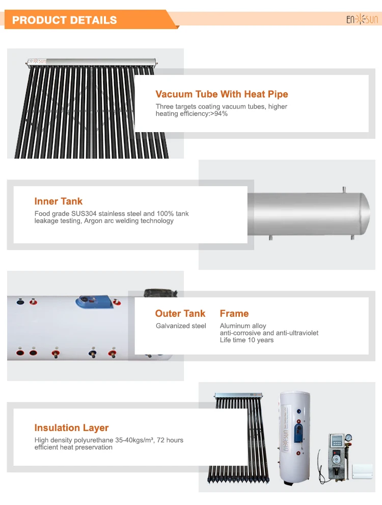 Heat Pipe Vacuum Tubes Solar Collector for Water Heating